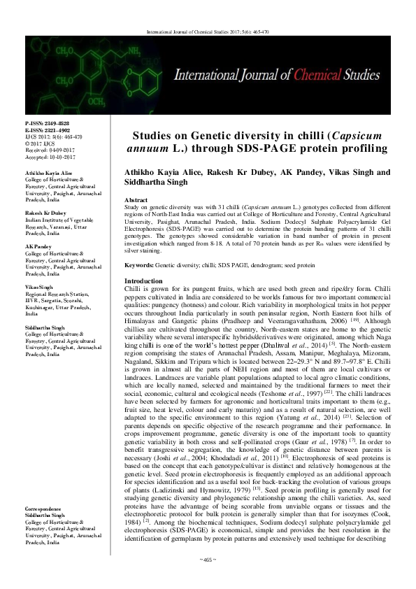 (PDF) Studies on Genetic diversity in chilli (Capsicum annuum L ...