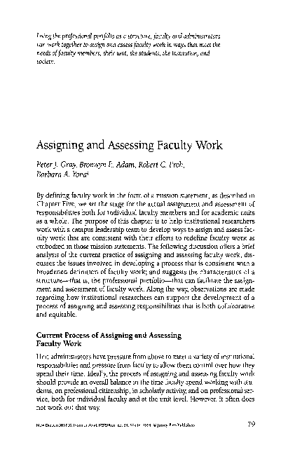 (PDF) Assigning and assessing faculty work