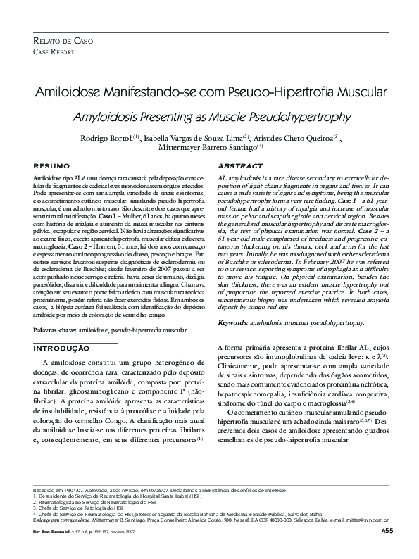 (PDF) Amiloidose manifestando-se com pseudo-hipertrofia muscular