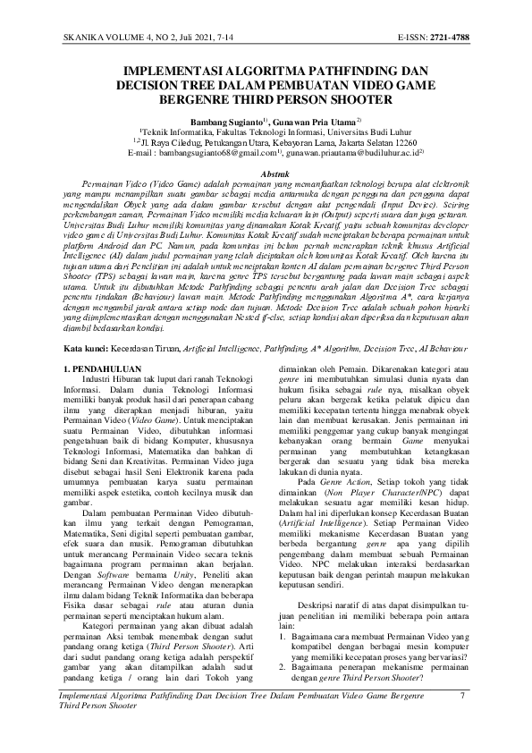 (PDF) Implementasi Algoritma Pathfinding Dan Decision Tree Dalam Pembuatan Video Game Bergenre ...
