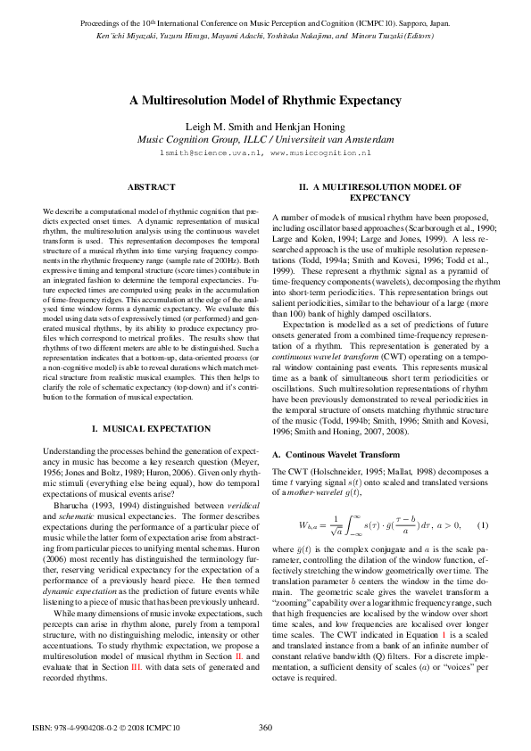 (PDF) A multiresolution model of rhythmic expectancy
