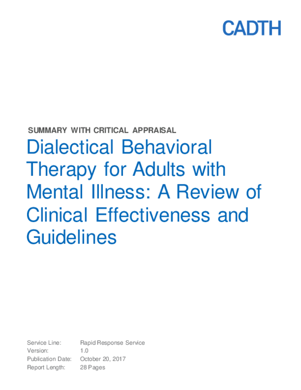 (PDF) Dialectical Behavioral Therapy for Adults with Mental Illness: A ...