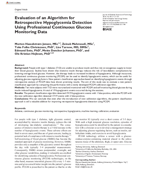 (PDF) Evaluation of an Algorithm for Retrospective Hypoglycemia ...