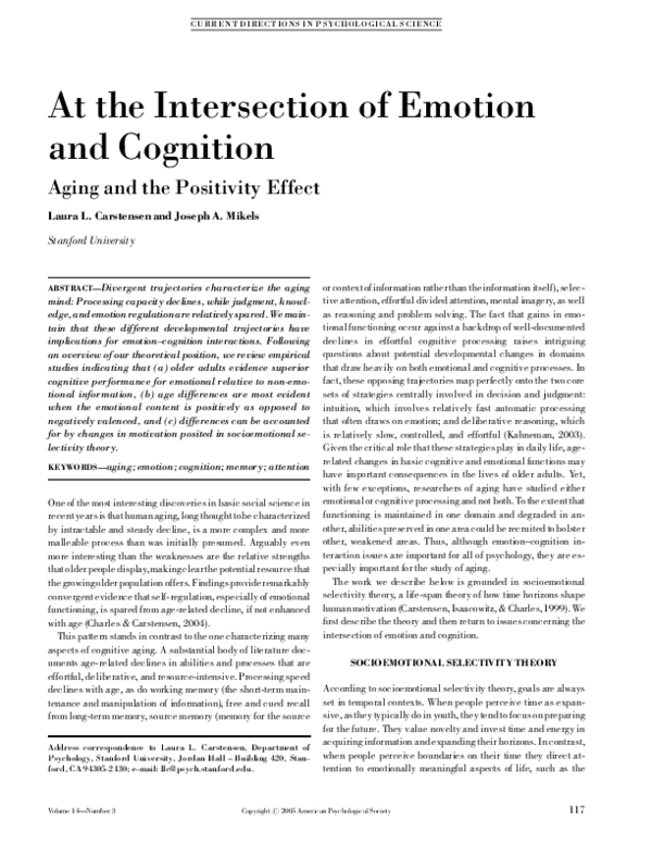 (PDF) At the Intersection of Emotion and Cognition