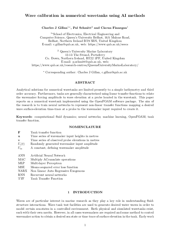 (PDF) Wave calibration in numerical wave tanks using AI methods