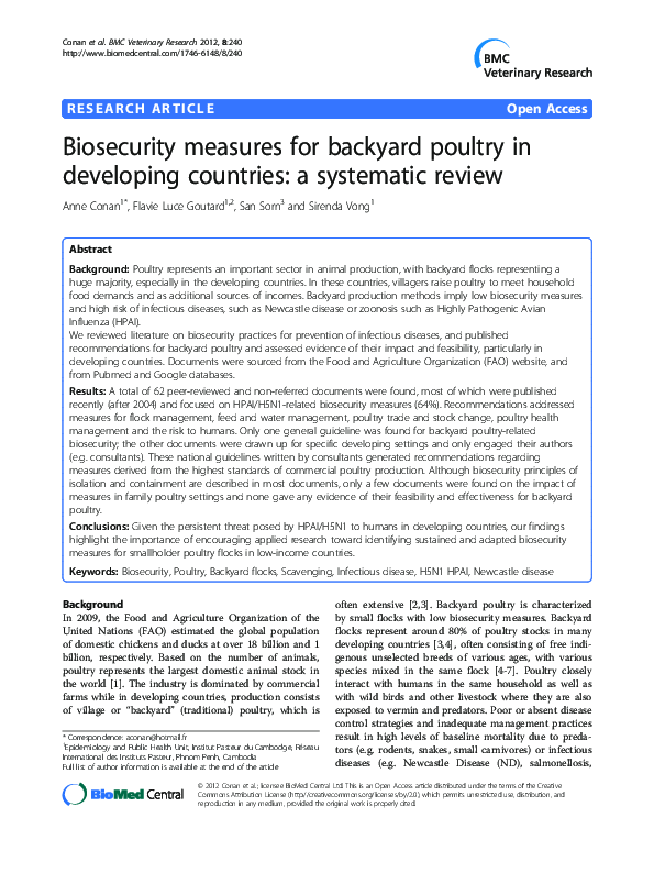 (PDF) Biosecurity measures for backyard poultry in developing countries ...