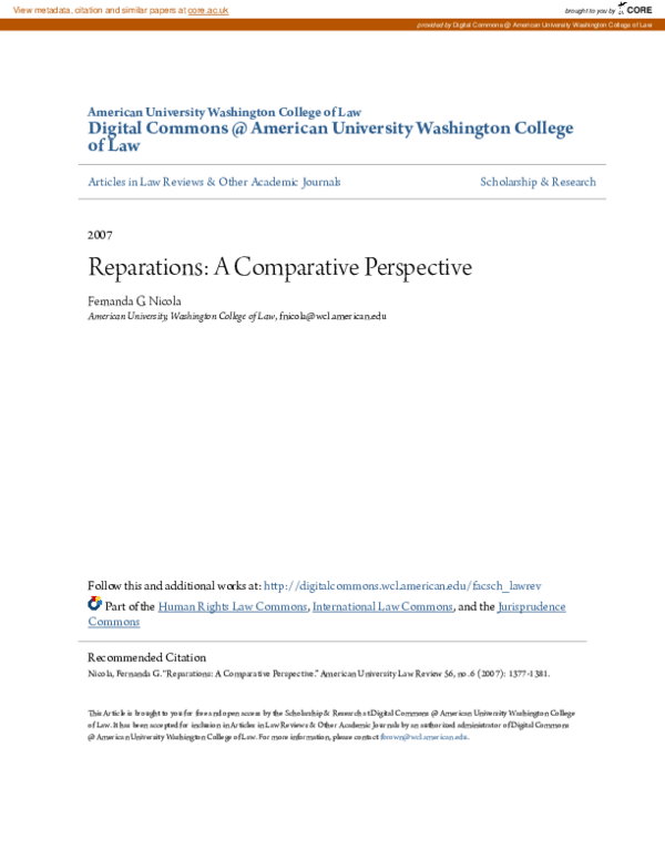 (PDF) Reparations: A Comparative Perspective