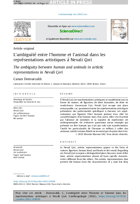 (PDF) L'ambiguïté entre l'homme et l'animal dans les repré sentations ...
