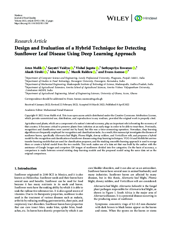 (PDF) Design and Evaluation of a Hybrid Technique for Detecting Sunflower Leaf Disease Using ...