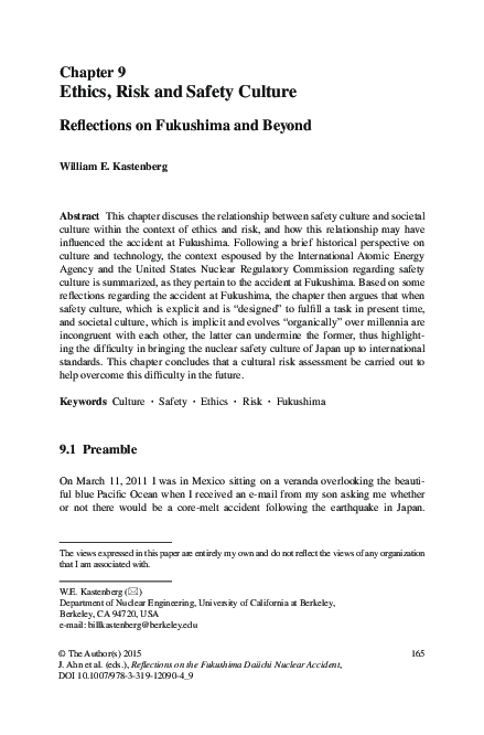 (PDF) Ethics, Risk and Safety Culture