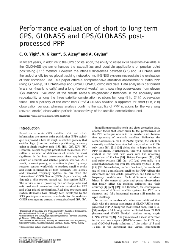 (PDF) Performance evaluation of short to long term GPS, GLONASS and GPS ...