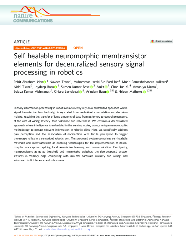 (PDF) Self healable neuromorphic memtransistor elements for decentralized sensory signal ...