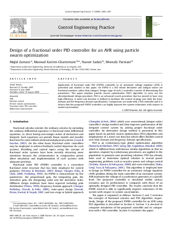 Pdf Design Of A Fractional Order Pid Controller For An Avr Using 6604