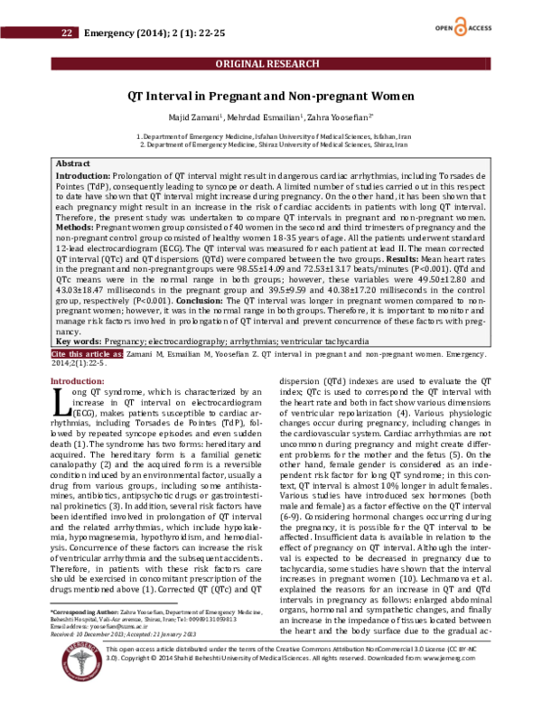 (PDF) QT Interval in Pregnant and Non-pregnant Women
