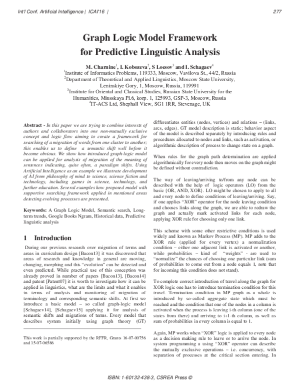 (PDF) Graph Logic Model Framework for Predictive Linguistic Analysis