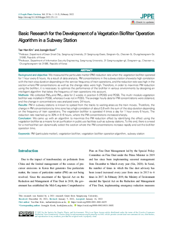 (PDF) Basic Research for the Development of a Vegetation Biofilter ...