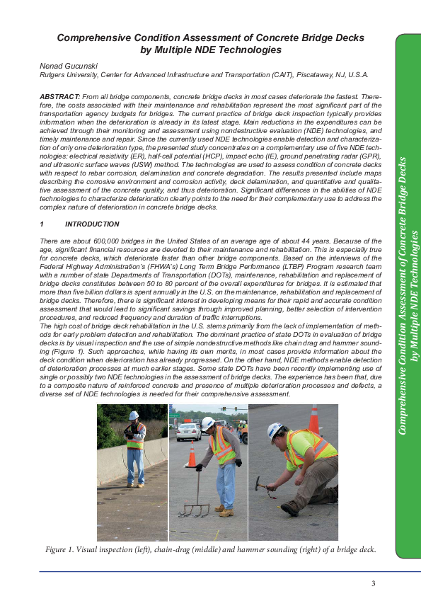 Pdf Comprehensive Condition Assessment Of Concrete Bridge Decks By Multiple Nde Technologies