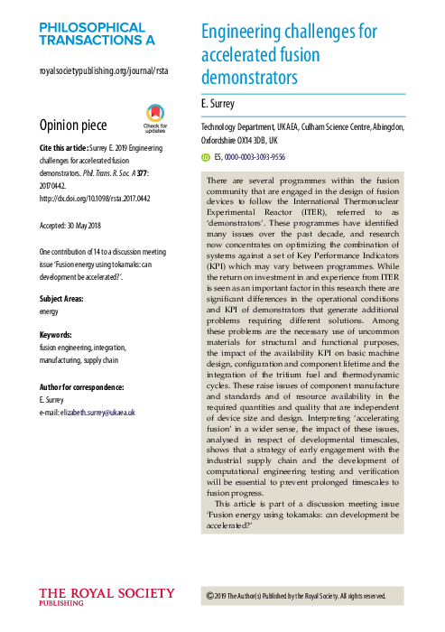 (PDF) Engineering challenges for accelerated fusion demonstrators