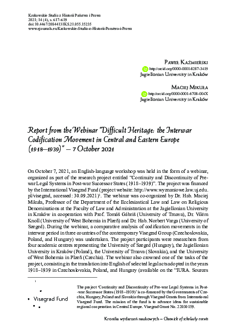 (PDF) Report from the Webinar “Difficult Heritage: the Interwar ...
