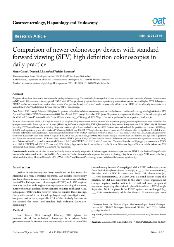 Pdf Comparison Of Newer Colonoscopy Devices With Standard Forward Viewing Sfv High