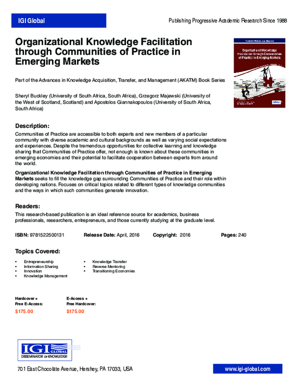 (PDF) Organizational Knowledge Facilitation through Communities of Practice in Emerging Markets