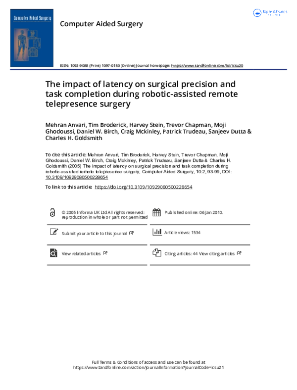 (PDF) The impact of latency on surgical precision and task completion ...