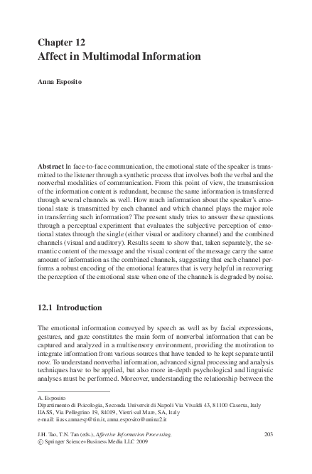 (PDF) Chapter 12 Affect in Multimodal Information