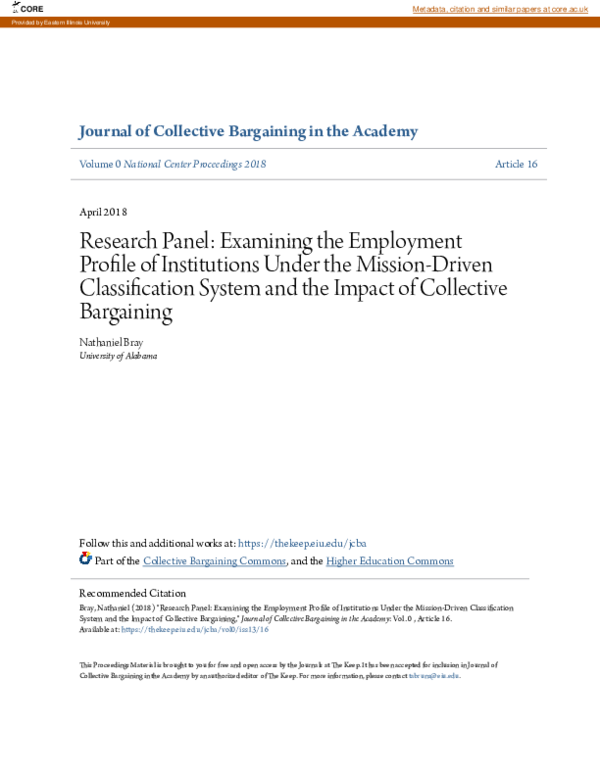 (PDF) Research Panel: Examining the Employment Profile of Institutions ...