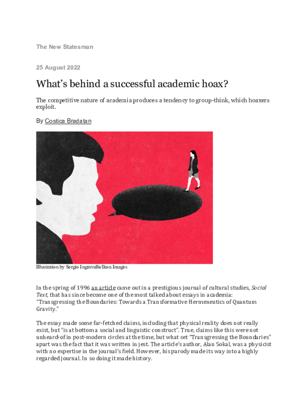 (PDF) What’s behind a successful academic hoax?