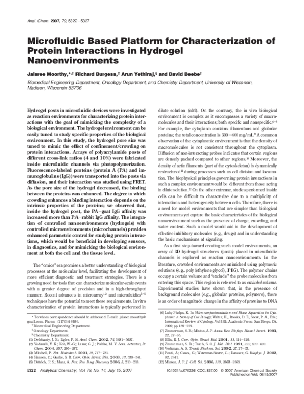 (PDF) Microfluidic Based Platform for Characterization of Protein Interactions in Hydrogel ...