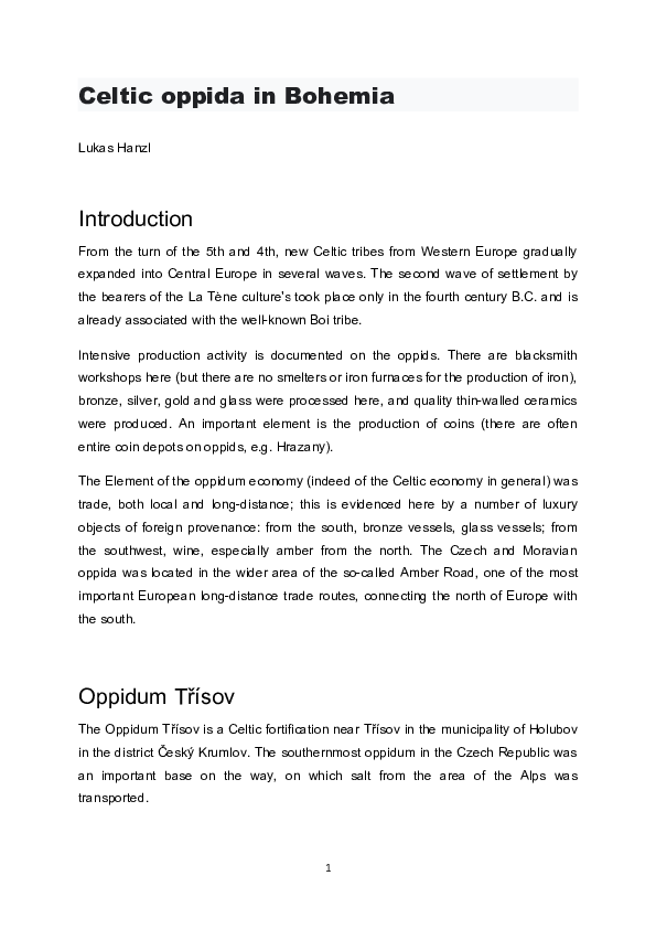 (DOC) Celtic oppida in Bohemia