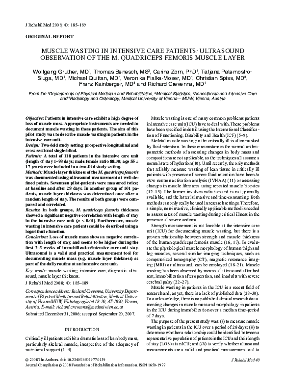 (PDF) Muscle wasting in intensive care patients: Ultrasound observation ...
