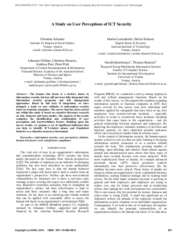 (PDF) A Study on User Perceptions of ICT Security