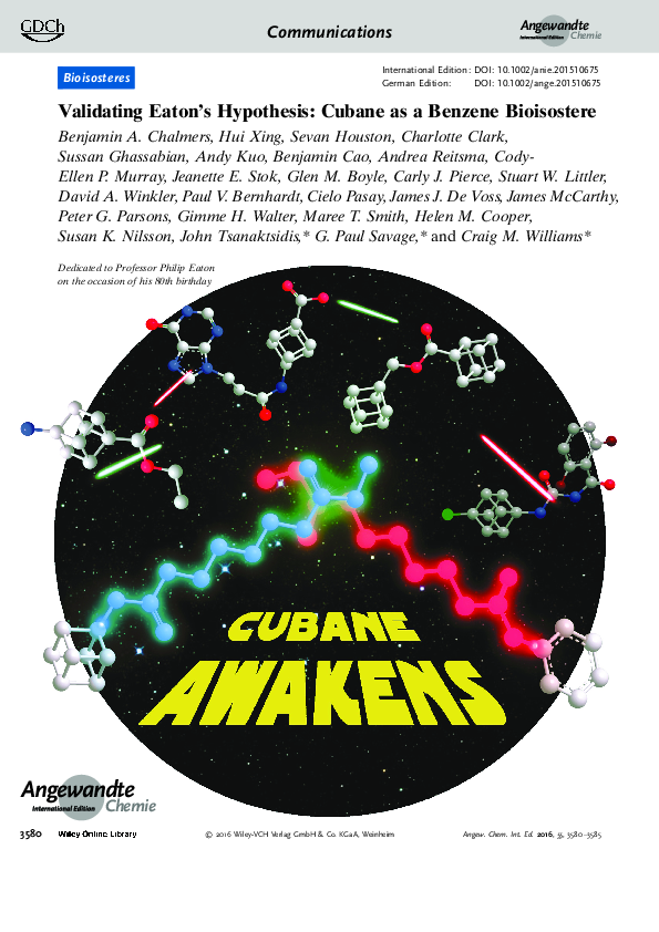 (PDF) Validating Eaton's Hypothesis: Cubane as a Benzene Bioisostere