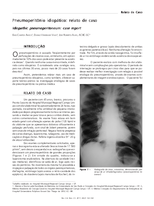 (PDF) Pneumoperitônio idiopático: relato de caso