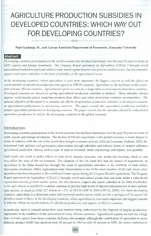 (PDF) Agriculture production subsidies in developed countries: which ...