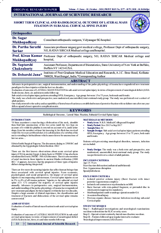 (PDF) Short Term Clinicaland Radiological Outcome of Lateral Mass ...