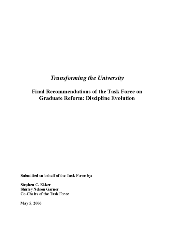 (PDF) Transforming the University: Final Recommendations of the Task ...