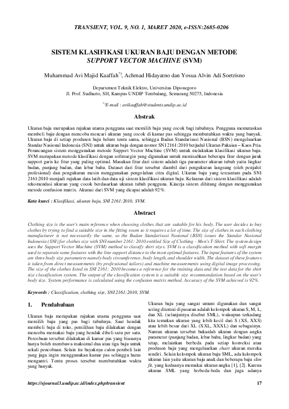 (PDF) Sistem Klasifikasi Ukuran Baju Dengan Metode Support Vector ...