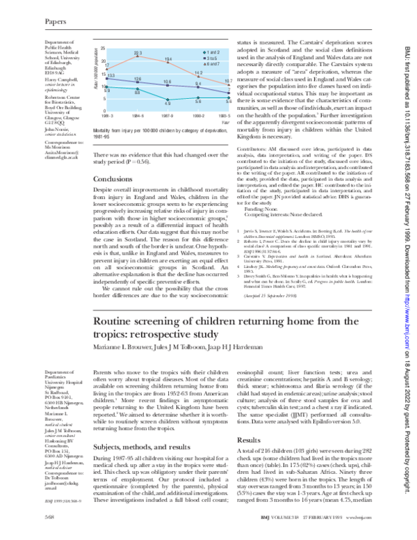 (PDF) Routine screening of children returning home from the tropics ...