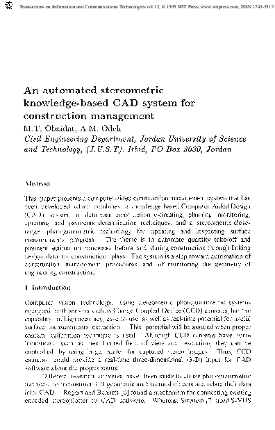 (PDF) An automated stereometric knowledge-based CAD system for construction management