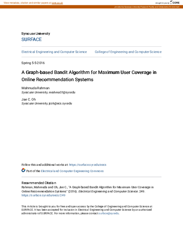 (PDF) Graph-based UCB1 for Dynamic User Coverage in Recommendations