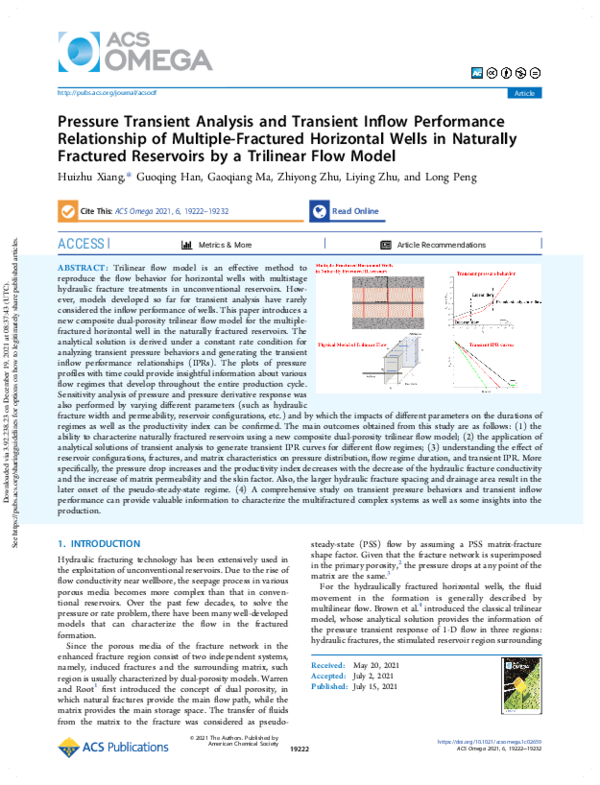 (PDF) Pressure Transient Analysis and Transient Inflow Performance Relationship of Multiple ...