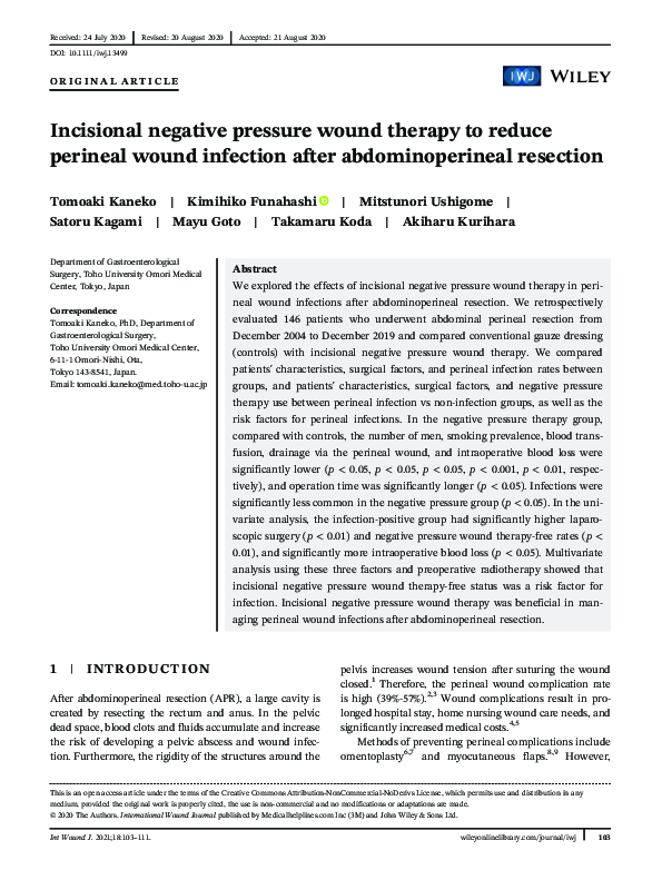(PDF) Incisional negative pressure wound therapy to reduce perineal ...