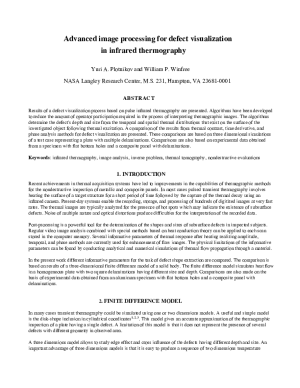 (PDF) Advanced image processing for defect visualization in infrared ...