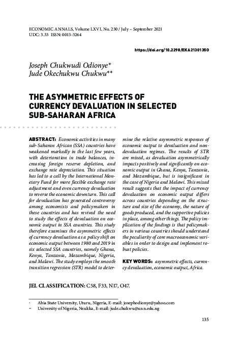 (PDF) The asymmetric effects of currency devaluation in selected sub ...