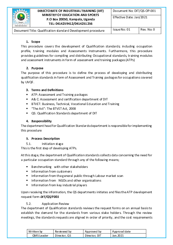 (PDF) DIRECTORATE OF INDUSTRIAL TRAINING (DIT) MINISTRY OF EDUCATION AND