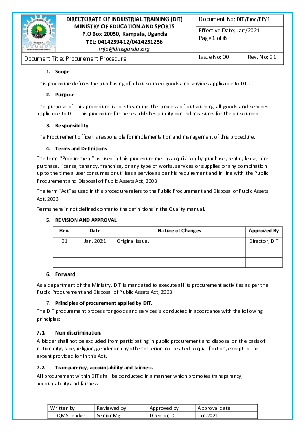 (PDF) DIT PP OP 1. Procurement Procedure