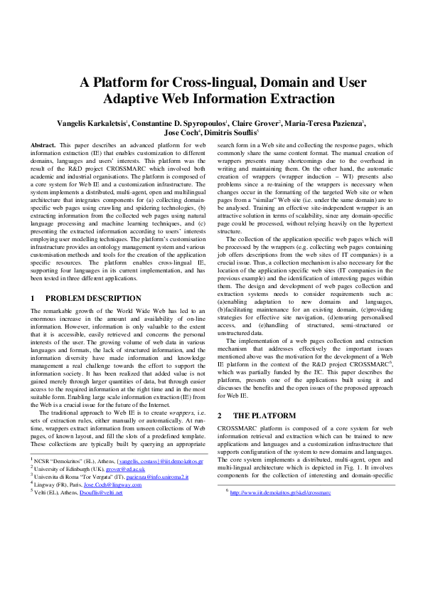 (PDF) Souflis D. A Platform for Crosslingual, Domain and User ...