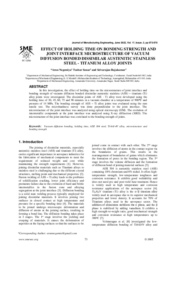 (PDF) Effect of Holding Time on Bonding Strength and Joint Interface ...